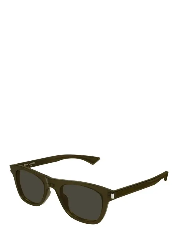 Saint Laurent Square Frame Sunglasses With Branded Logo - Green