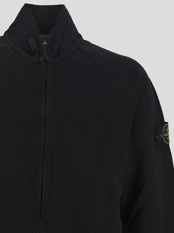 Stone Island Compass Patch Zip-up Sweatshirt - Black