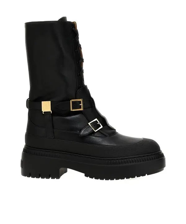 Fendi Lace-up Biker Boots