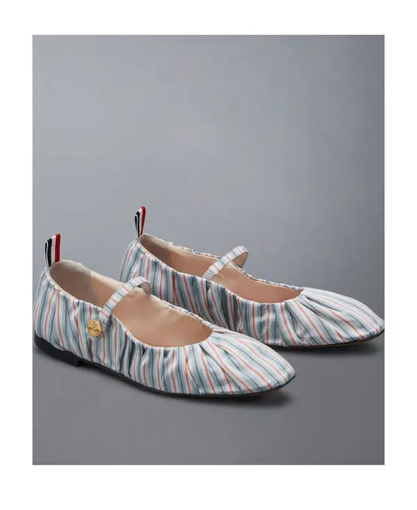 Thom Browne Striped Cotton Ballerina Flats