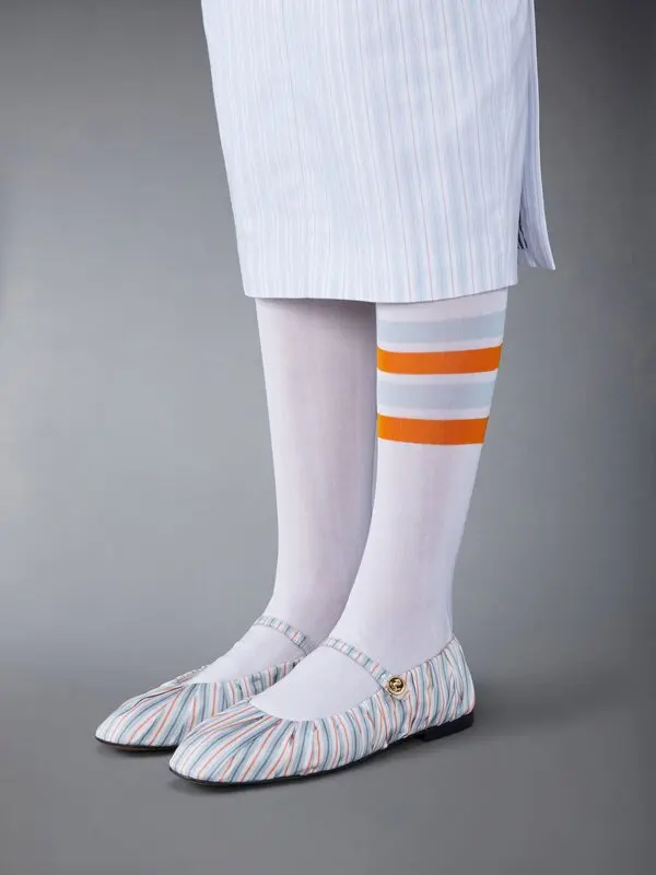 Thom Browne Striped Cotton Ballerina Flats