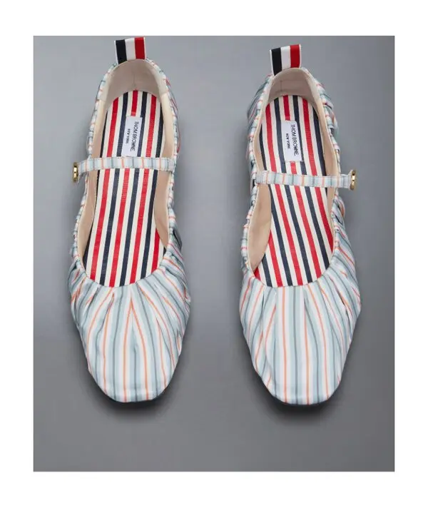 Thom Browne Striped Cotton Ballerina Flats