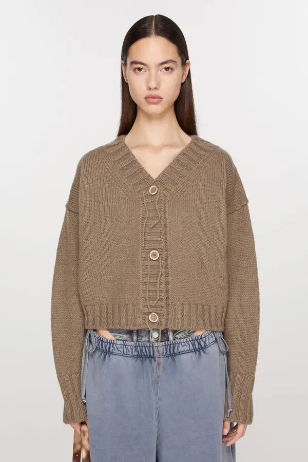 Acne Studios V-neck Buttoned Cardigan With Embroidered Logo