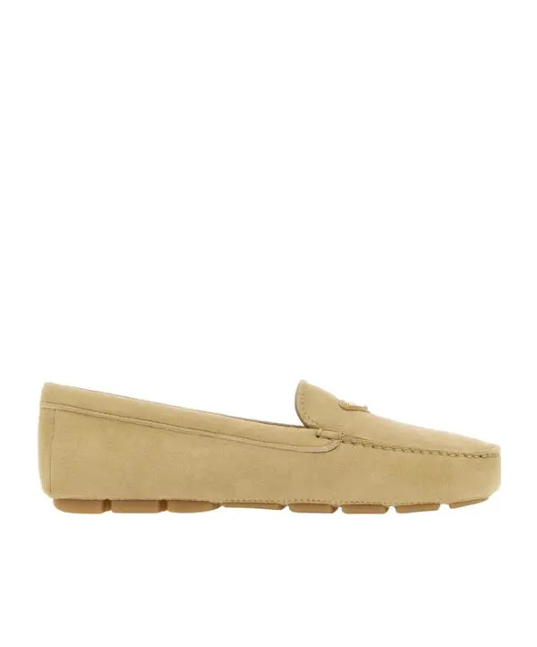 Prada Round Toe Suede Loafers