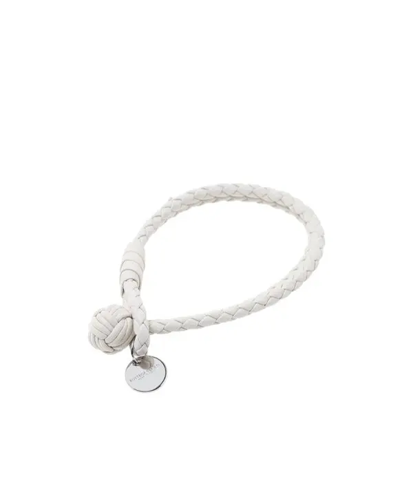 Bottega Veneta Logo Braided Leather Bracelet - White
