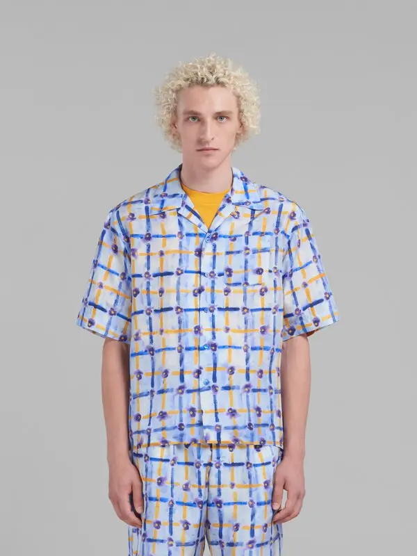 Marni Light Habotai Silk Bowling Shirt With Saraband Print