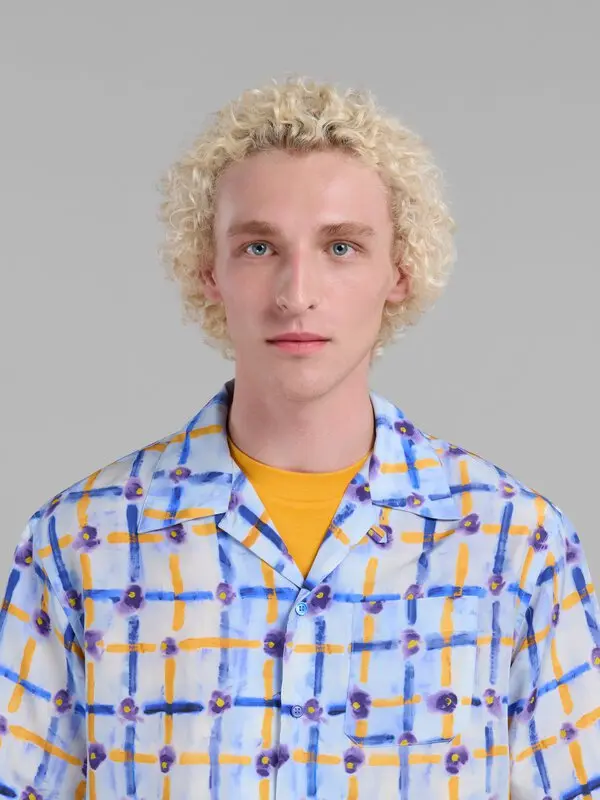 Marni Light Habotai Silk Bowling Shirt With Saraband Print