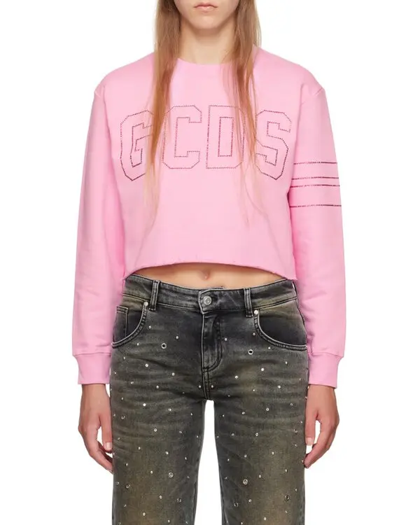 Gcds Embellished Logo Cropped Sweater