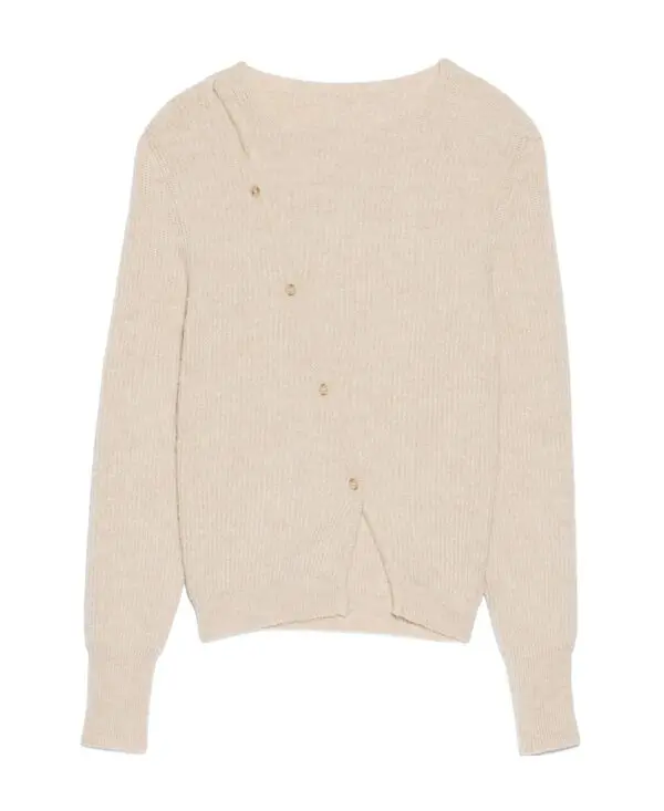 Jacquemus La Pau Cut-out Long-sleeved Cardigan - Light Brown