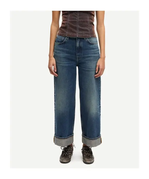 SAMSOE SAMSOE Wide Leg Faded Turn-up Jeans