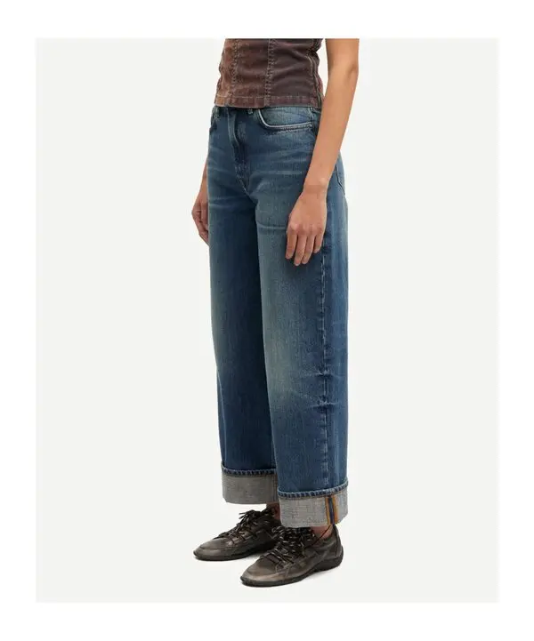SAMSOE SAMSOE Wide Leg Faded Turn-up Jeans