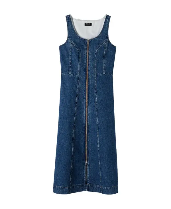 A.p.c. Sleeveless Denim Maxi Dress With Two-way Zipper