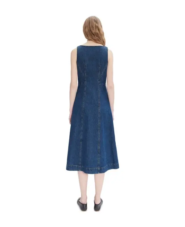 A.p.c. Sleeveless Denim Maxi Dress With Two-way Zipper