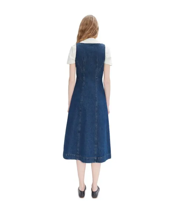 A.p.c. Sleeveless Denim Maxi Dress With Two-way Zipper