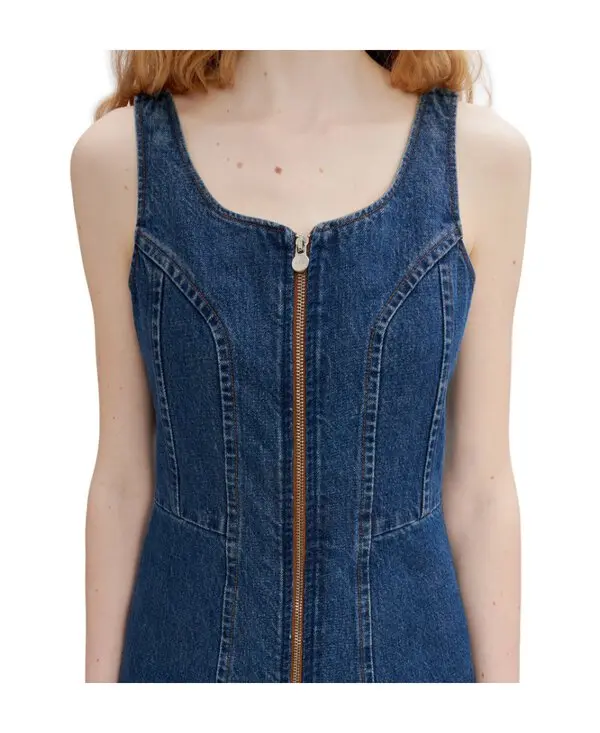 A.p.c. Sleeveless Denim Maxi Dress With Two-way Zipper