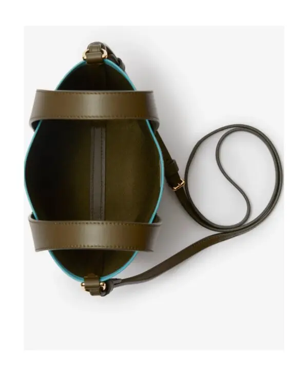 Burberry Checked Canvas Bucket Bag With Leather Details