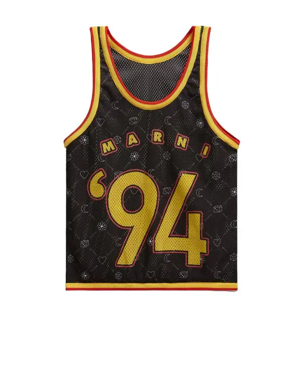 Marni Logo Printed Mesh Tank Top