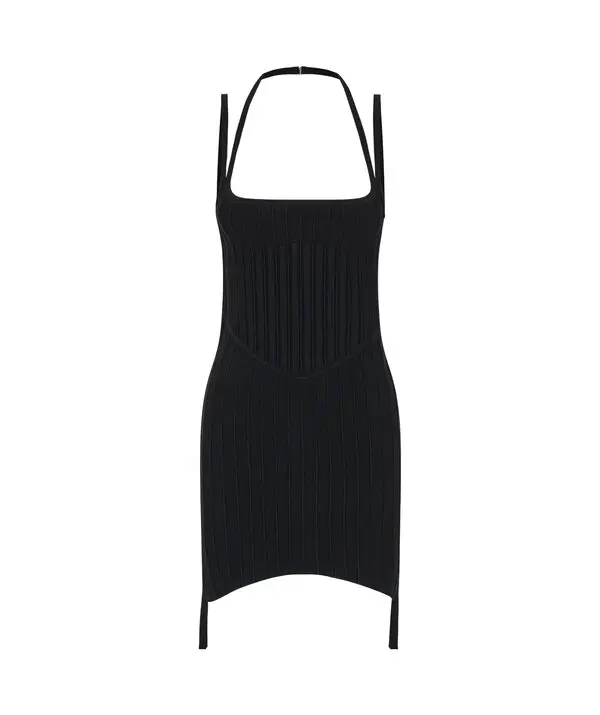 DION LEE Ribbed Corset Minidress - Black
