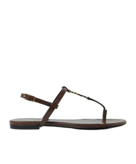 Saint Laurent Logo Plaque Open Toe Sandals