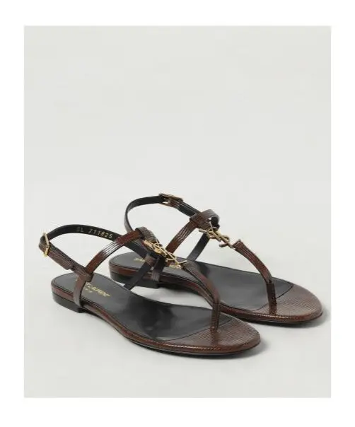 Saint Laurent Logo Plaque Open Toe Sandals
