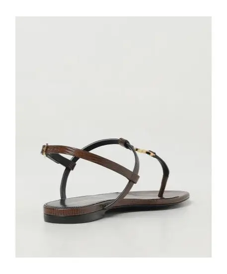 Saint Laurent Logo Plaque Open Toe Sandals