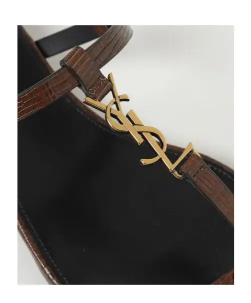 Saint Laurent Logo Plaque Open Toe Sandals