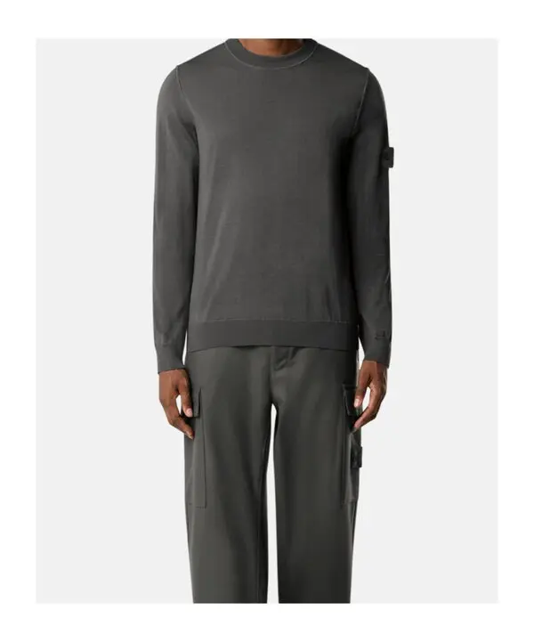 Stone Island Compass Patch Crewneck Jumper - Dark Gray
