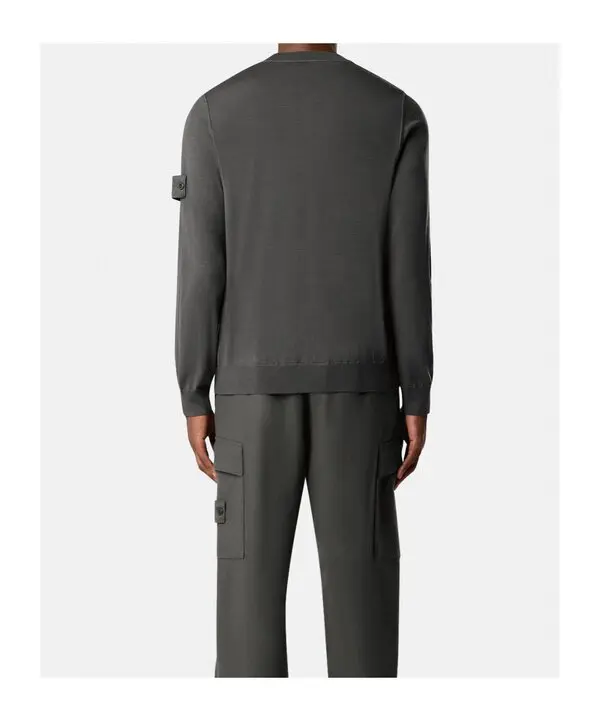 Stone Island Compass Patch Crewneck Jumper - Dark Gray