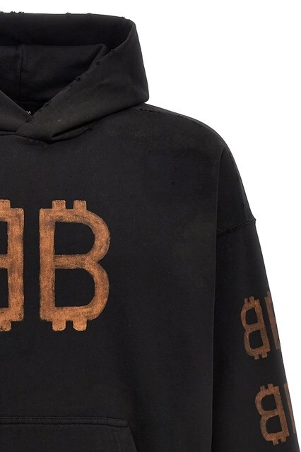 Balenciaga Crypto Faded Medium Fit Hoodie - Faded Black