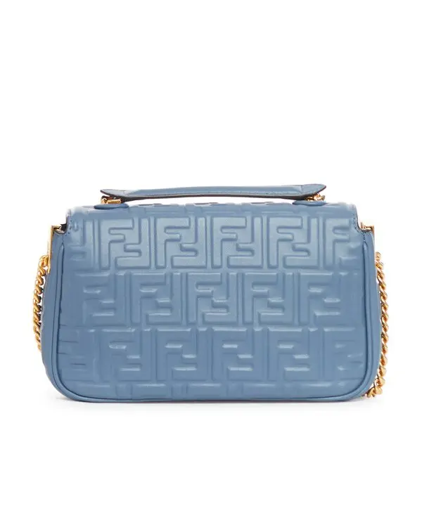 Fendi Nappa Leather Baguette Chain Bag - Blue