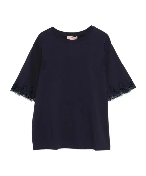 TWINSET Lace-trim T-shirt - Black