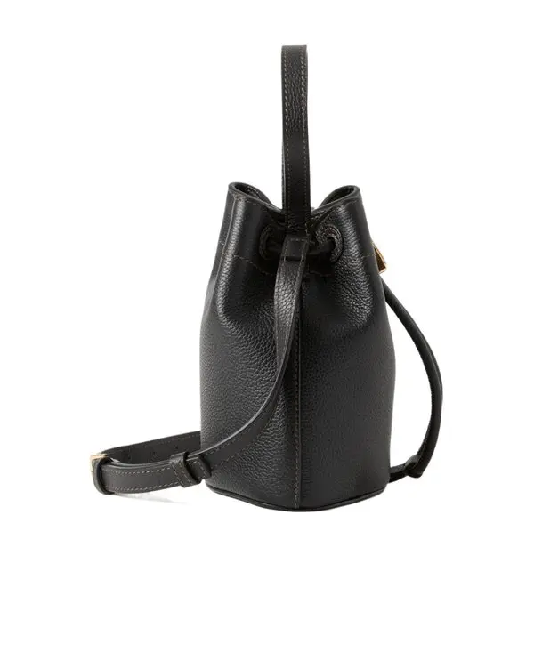 Burberry Logo Plaque Drawstring Bucket Bag - Black