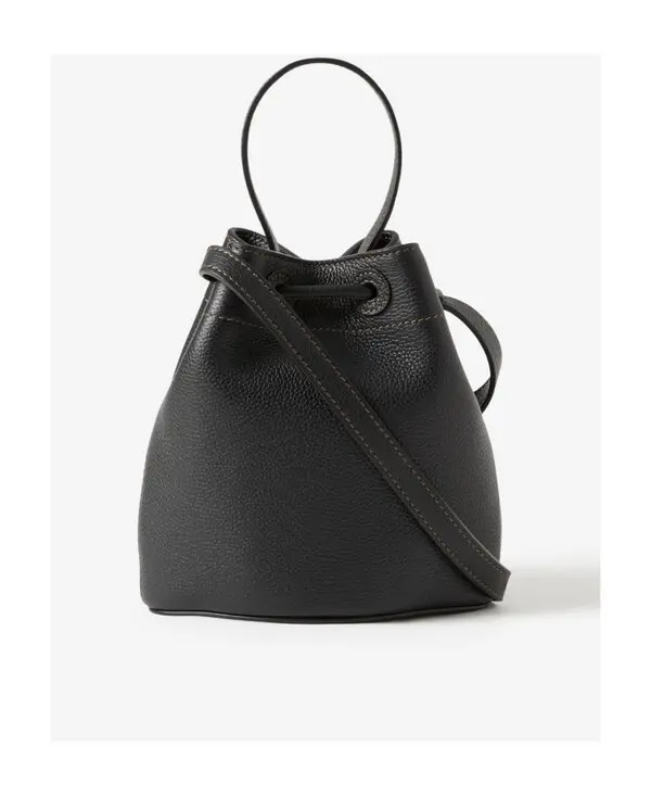 Burberry Logo Plaque Drawstring Bucket Bag - Black