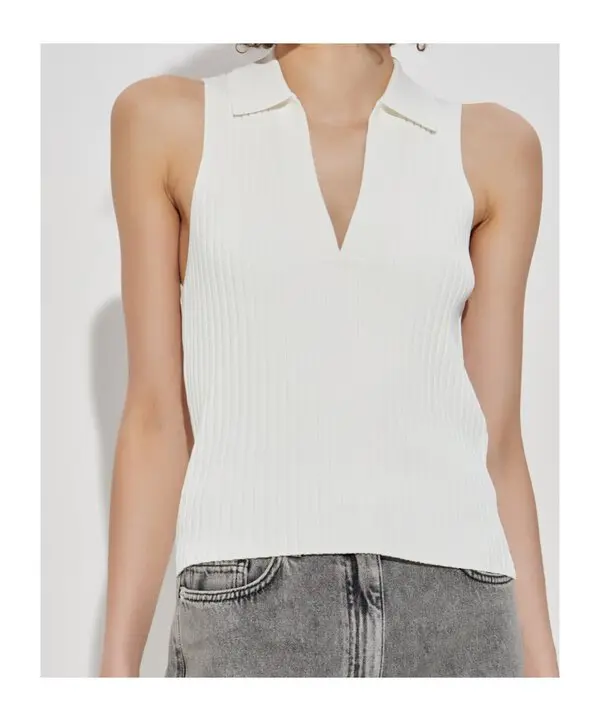 IRO PARIS Sleeveless V-neck Top With Vertical Stripes