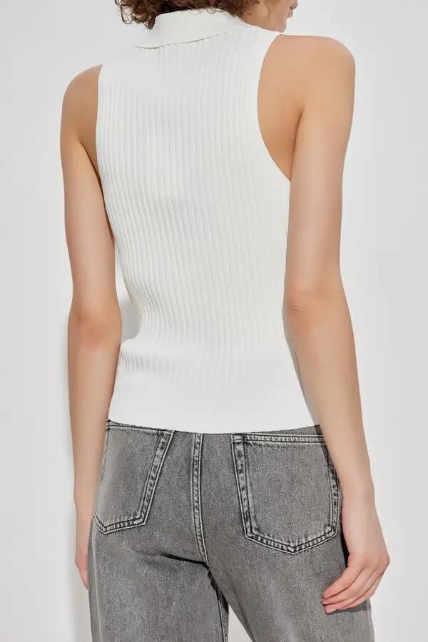IRO PARIS Sleeveless V-neck Top With Vertical Stripes