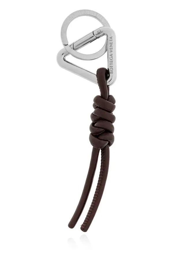 Bottega Veneta Triangle Key Ring With Knot Detailing - Brown