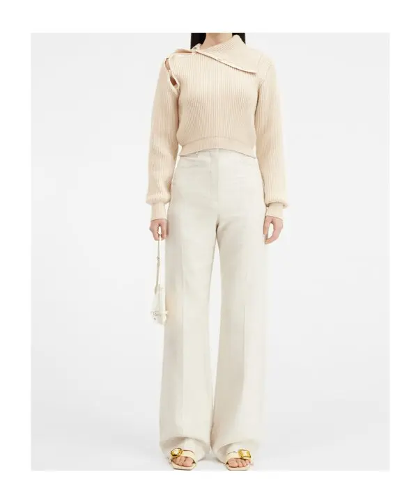 Jacquemus Asymmetrical Mock Neck Sweater - Light Brown