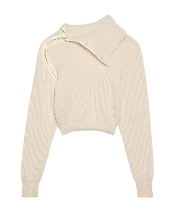 Jacquemus Asymmetrical Mock Neck Sweater - Nude