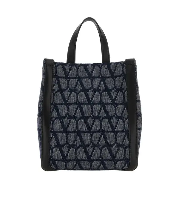 Valentino Garavani All-over Logo Patterned Top Handle Bag - Black