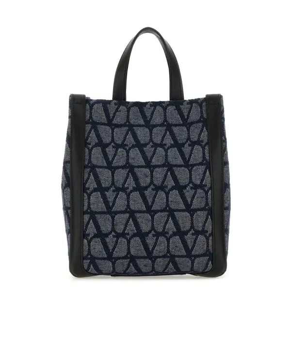 Valentino Garavani All-over Logo Patterned Top Handle Bag - Black