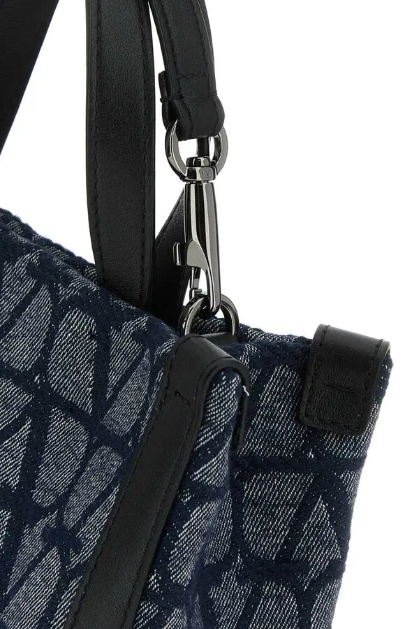 Valentino Garavani All-over Logo Patterned Top Handle Bag - Black