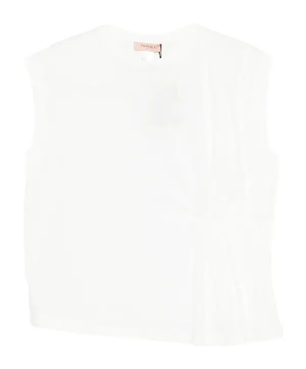 TWINSET Sleeveless T-shirt With Pleated Details And Back Logo - White