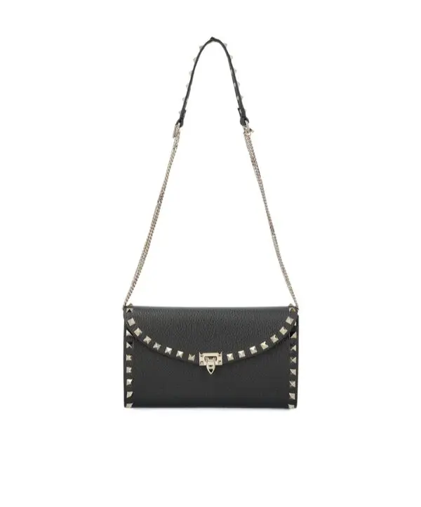 Valentino Garavani Rockstud Foldover Top Crossbody Bag - Black