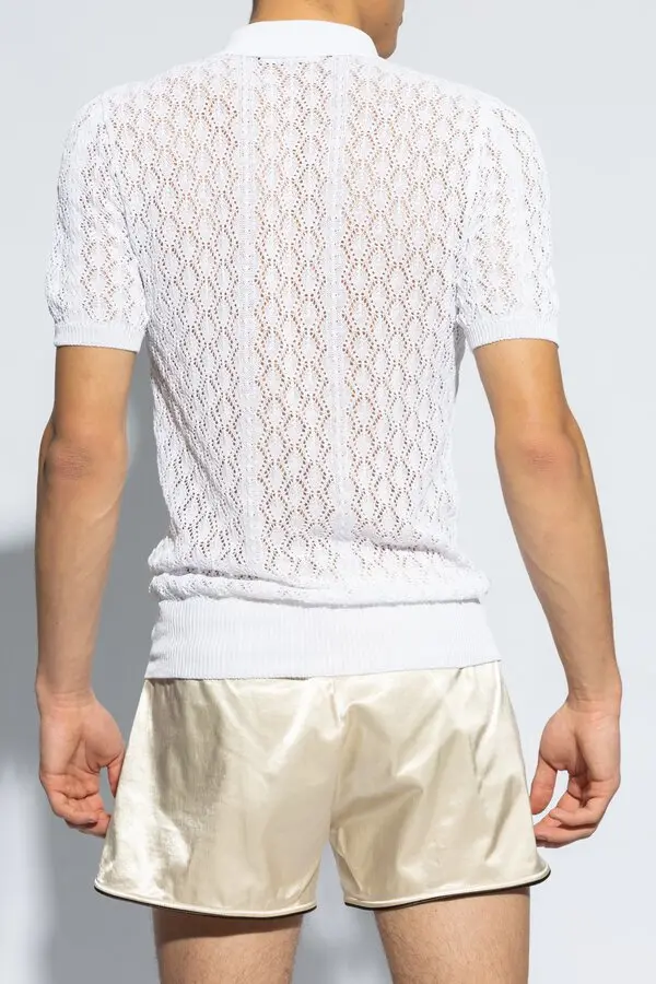 Dsquared2 Pointelle-knit Short Sleeved Polo Top
