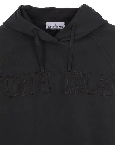 Stone Island Logo Print Cotton Hoodie