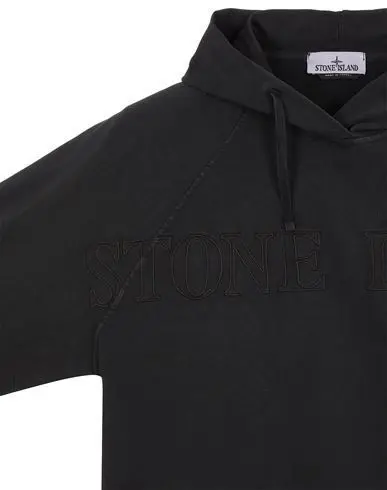 Stone Island Logo Print Cotton Hoodie