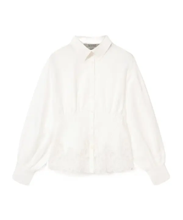 ALLSAINTS Carol Long Sleeve Lace Trim Shirt