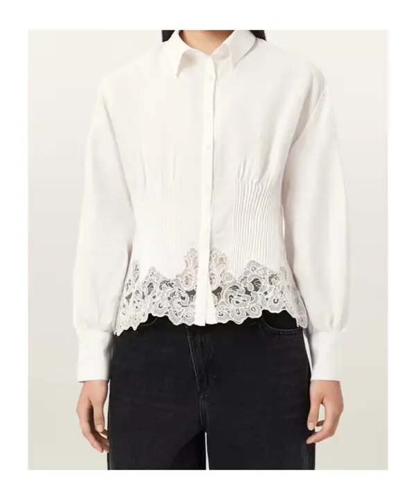 ALLSAINTS Carol Long Sleeve Lace Trim Shirt