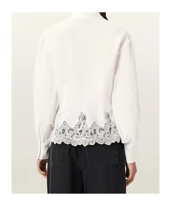 ALLSAINTS Carol Long Sleeve Lace Trim Shirt