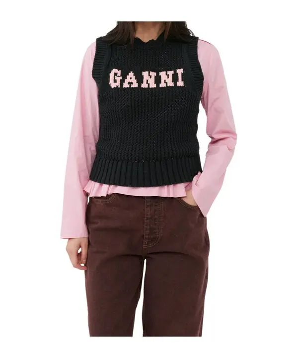 GANNI Cotton Rope Knit Vest